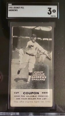 1931 Zeenut PCL WITH COUPON Andrews, Oakland PSA 3 Graded Baseball Card ...