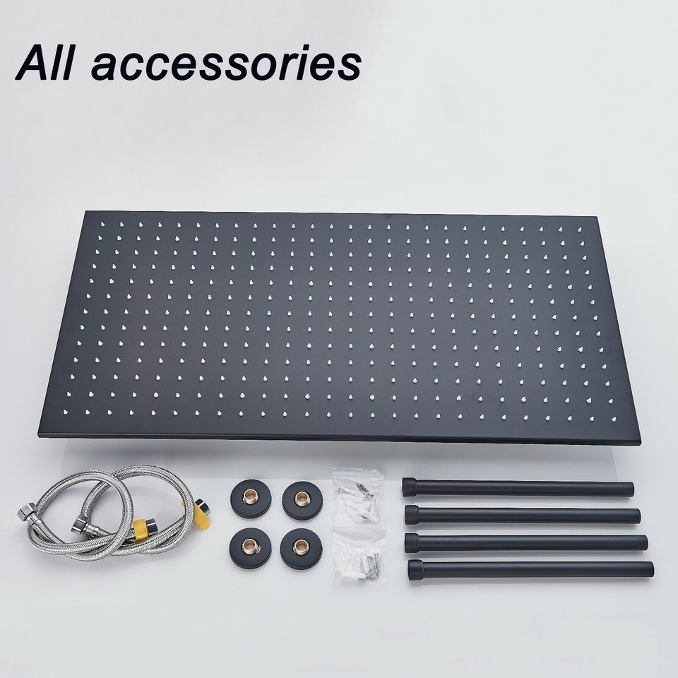 LED Rainfall Large Shower Head High Pressure Ceiling Mounted Overhead ...