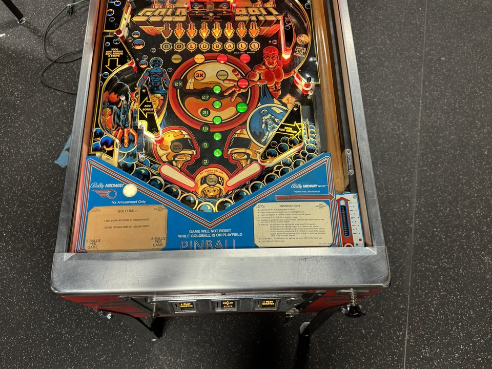 1983 BALLY GOLD BALL PINBALL MACHINE PROFESSIONAL TECHS FULL LEDS PLAYS ...