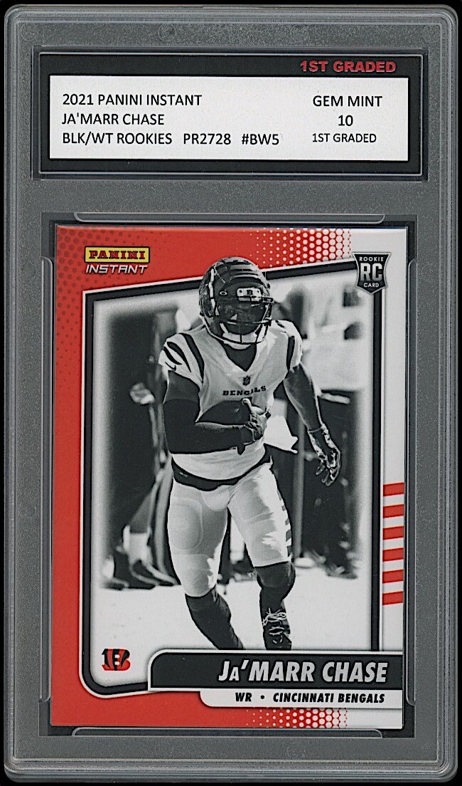 JAMARR CHASE 2021 PANINI INSTANT BLACK & WHITE ROOKIES 1ST GRADED 10 ...