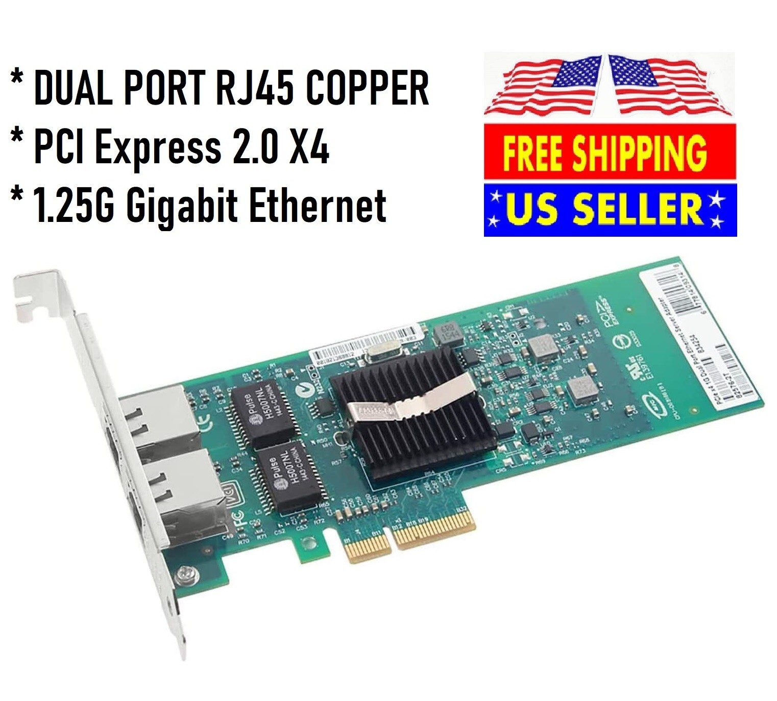 1.25G Gigabit Network Card NIC for Intel 82576EB Dual RJ45 Copper Ports ...