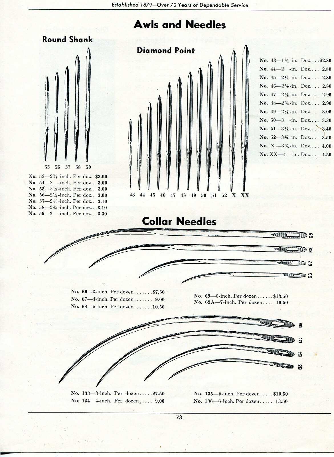 1950 Print Ad of Awls & Collar Needles round shank, diamond point | eBay