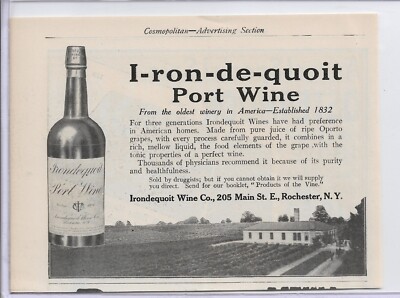 1908 I-ron-de-quoit Port Wine Advertisement from Cosmopolitan Magazine ...
