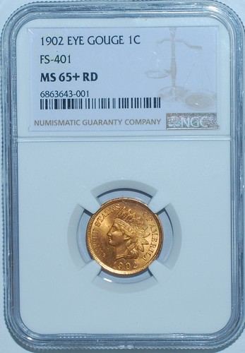 1902 NGC MS65+RD Red FS-401 S-4 Die Gouge Indian Cent | eBay