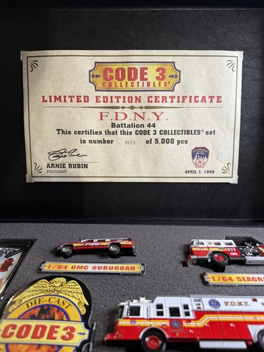 CODE 3 BATTALION 44 FDNY FIRE TRUCKS L.E. 1/64 SCALE DIE CAST MIB | eBay