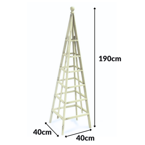 1.9m Garden Wooden Obelisk Pyramid Plant Support Trellis Climbing Frame ...