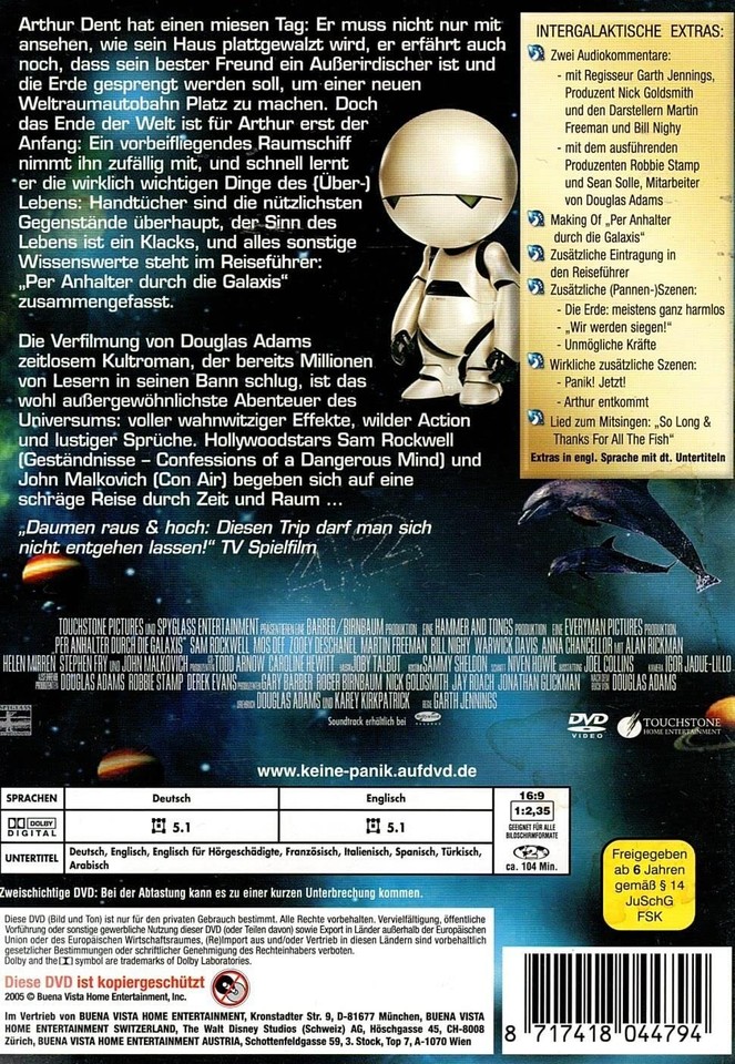 Per Anhalter durch die Galaxis (DVD) Rockwell Sam Def Mos Deschanel (UK ...