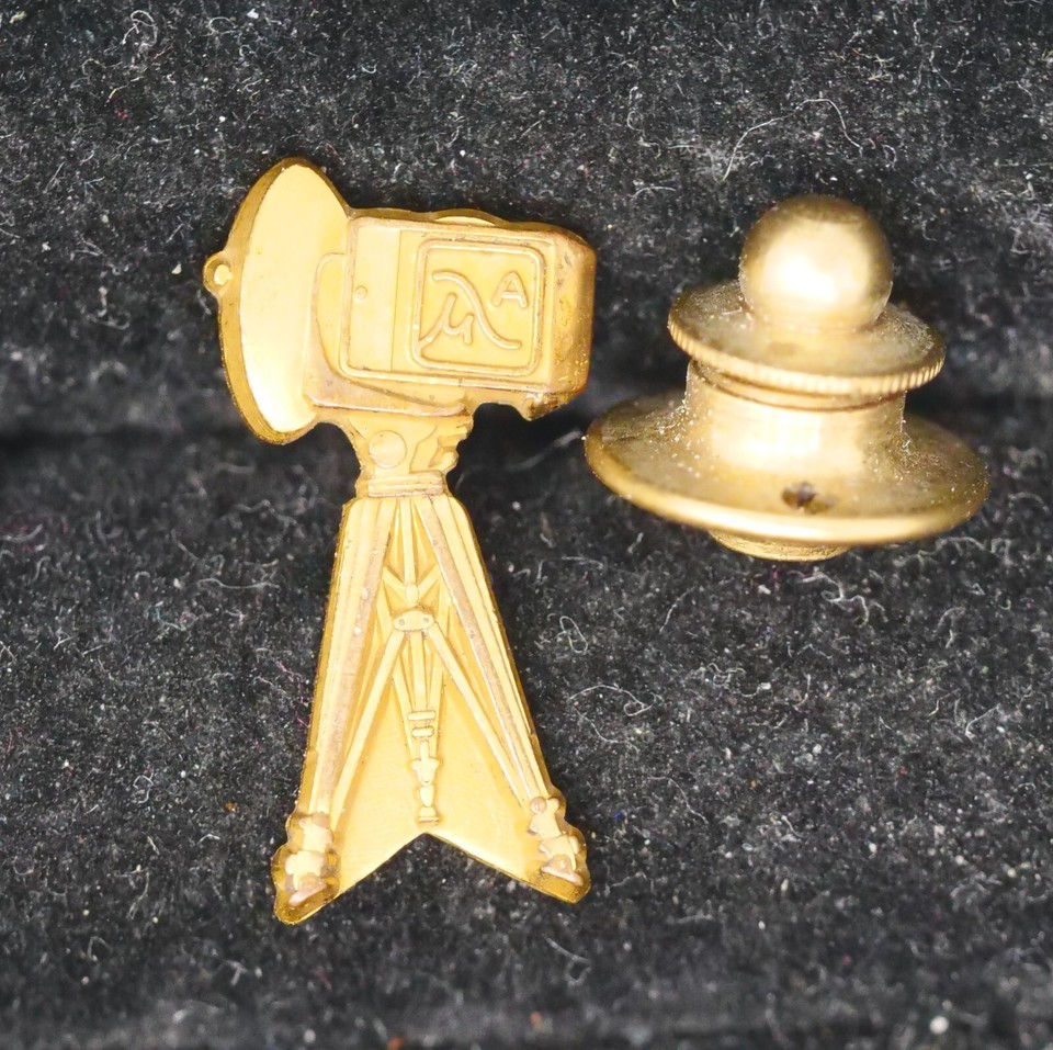 Vintage Movie Film Camera on Tripod Gold Filled Lapel Pin 3/4" Tall | eBay