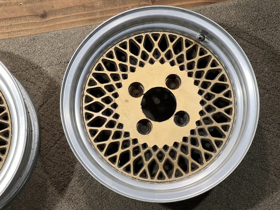 14x6 MESH GOLD WHEELS RIMS VINTAGE ENKEI RACING CLASSIC POLISHED LIP 92 ...