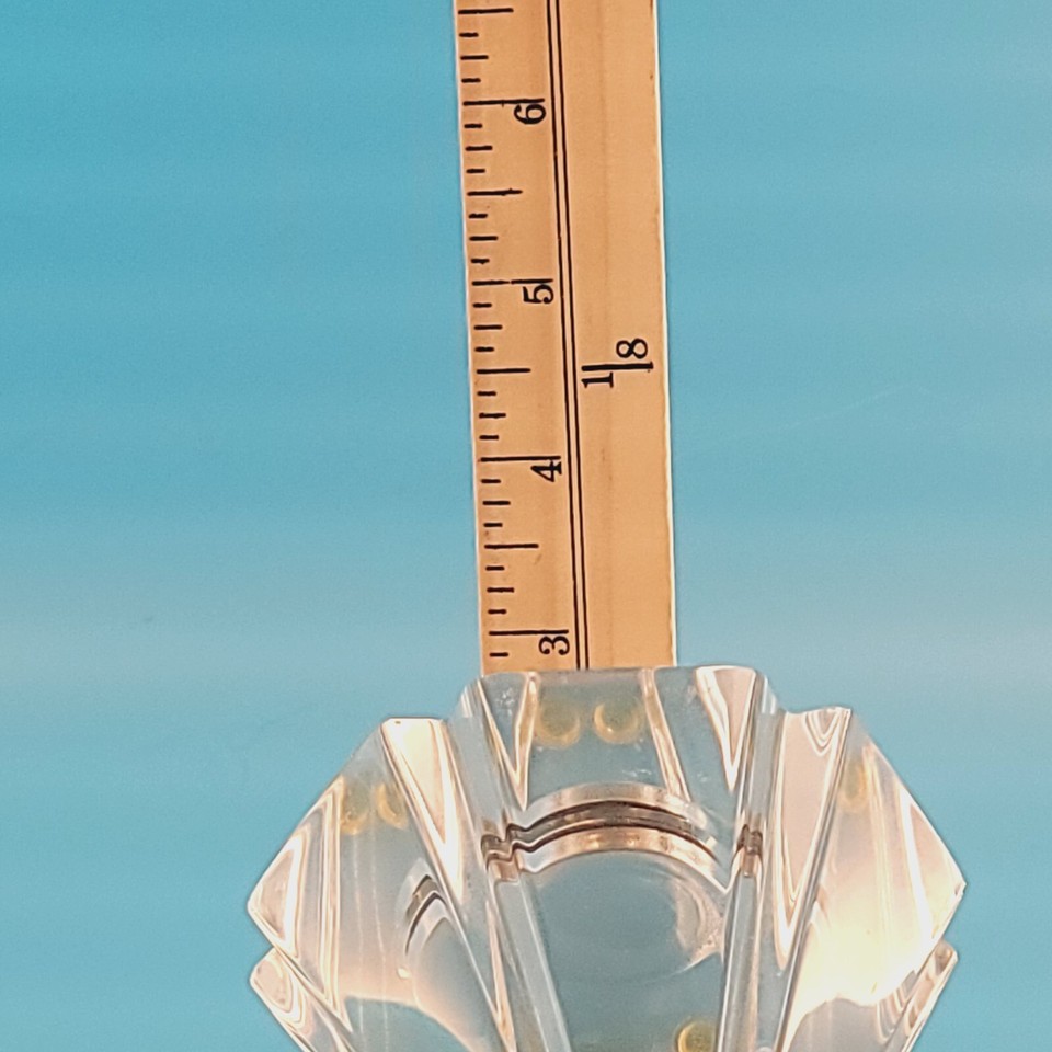 Orrefors Sweden Crystal Desk Clock Minimalist Swiss Movement Hexagonal ...