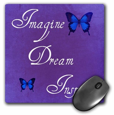 3dRose Purple Imagine, Dream, Inspire Butterflies- Inspirational Art ...