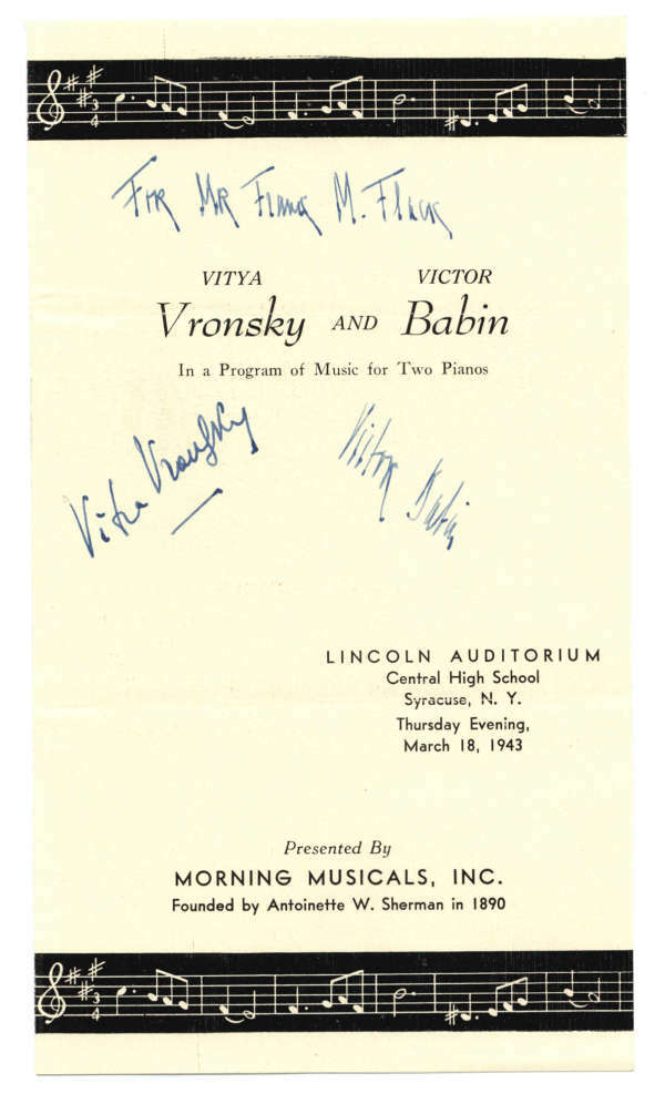 Vitya Vronsky Victor Babin Pianist Signed Program | eBay