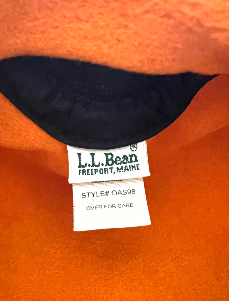 LL Bean Wool Hat Newsboy Golfer Cap Navy Orange with Ear Flaps USA Sz M ...