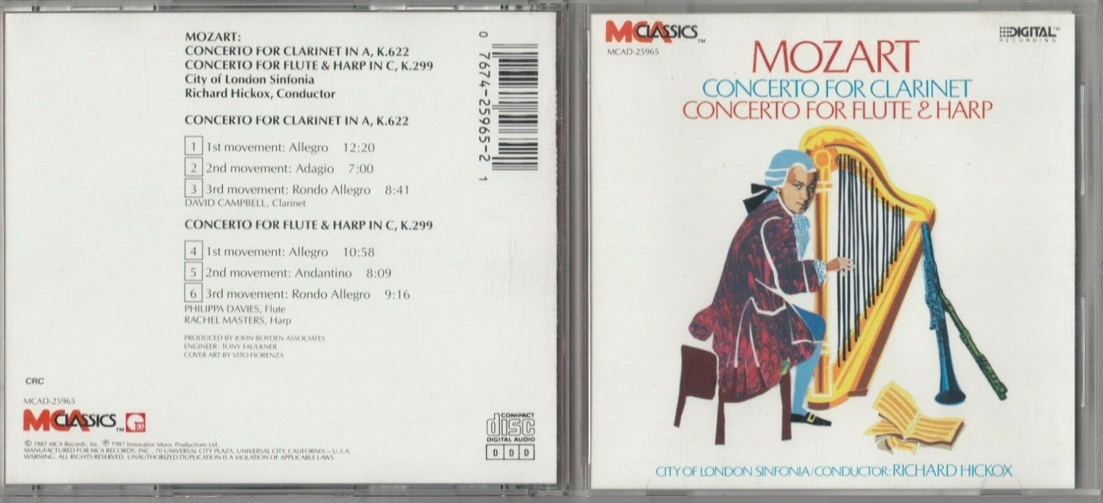 Mozart: Clarinet, Flute & Harp Concerti / Campbell, Davies by Rachel ...
