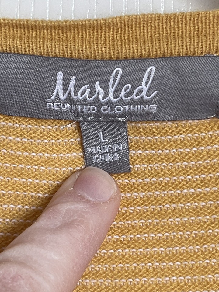 marled reunited clothing Mustard Striped Cardigan With Pockets, L | eBay
