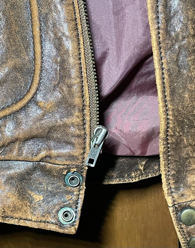 Vintage Distressed Well Worn Thrashed Leather Jacket Sz M-L | eBay