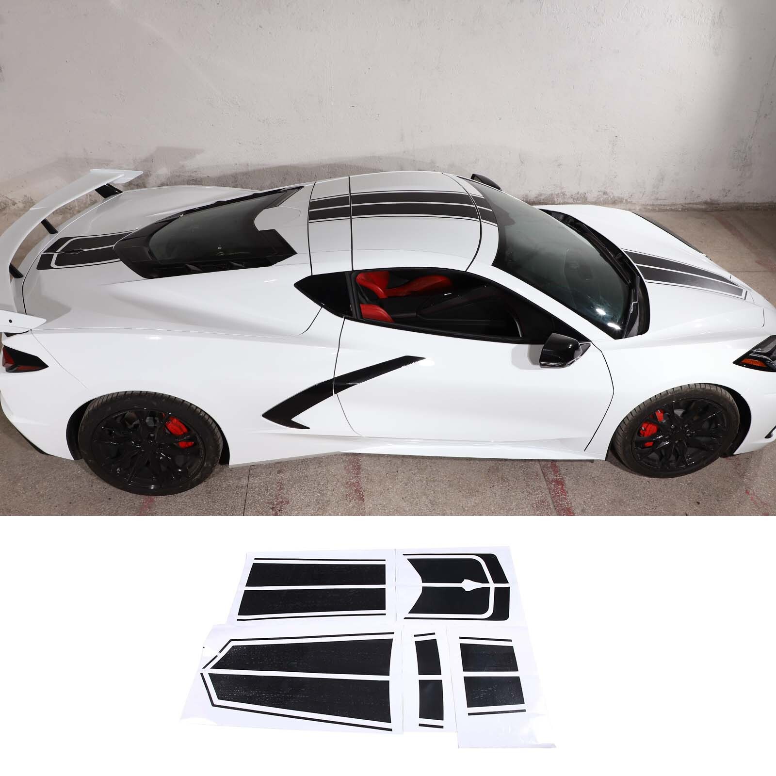 Black Racing Stripe Overlay Graphic Decal Flat Vinyl Fit For Corvette ...