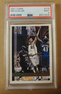 1997 Topps #115 Tim Duncan RC Rookie Card Graded PSA 9 #R159 | eBay