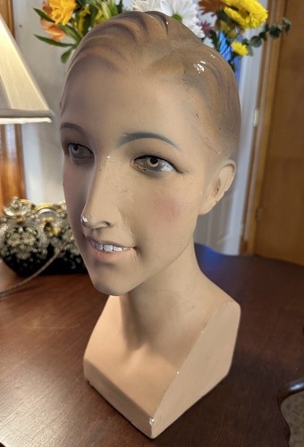 1930s 1940s Vintage Repro art deco plaster lady mannequin wig head ...