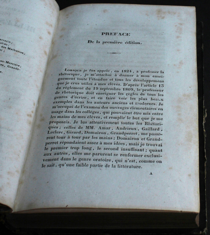 Rare Antique French Book Course On Belles-Lettres - Beautiful Fine ...