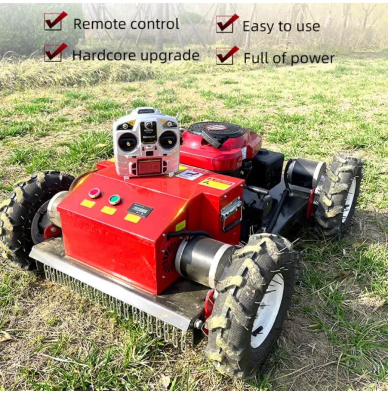 MINI Remote Control Electric & Gasoline Lawn Mower Robot Grass Weeding ...
