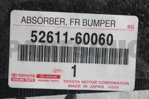 5261160060 Genuine Toyota ABSORBER, FRONT BUMPER ENERGY 52611-60060 | eBay