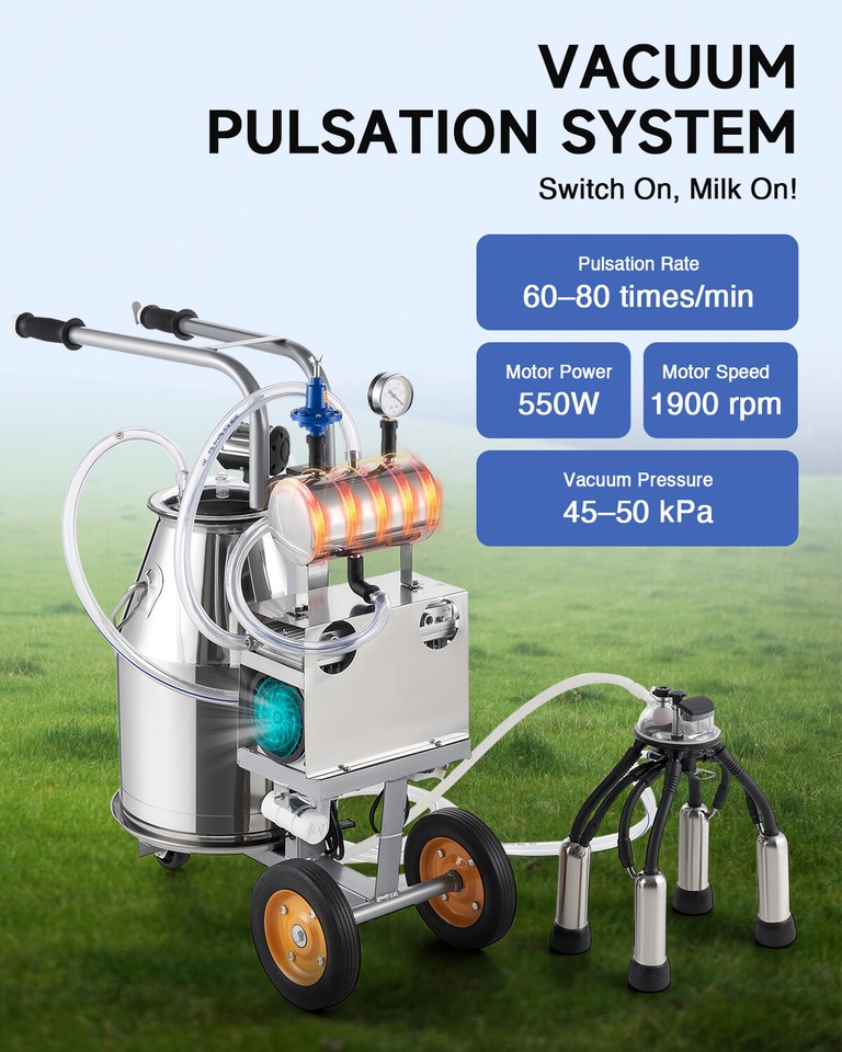 CREWORKS 25L Electric Milking Machine Farm Cow Milk Machine 304 ...