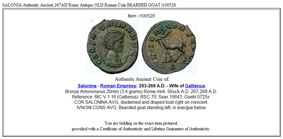 SALONIA Authentic Ancient 267AD Rome Antique OLD Roman Coin BEARDED ...