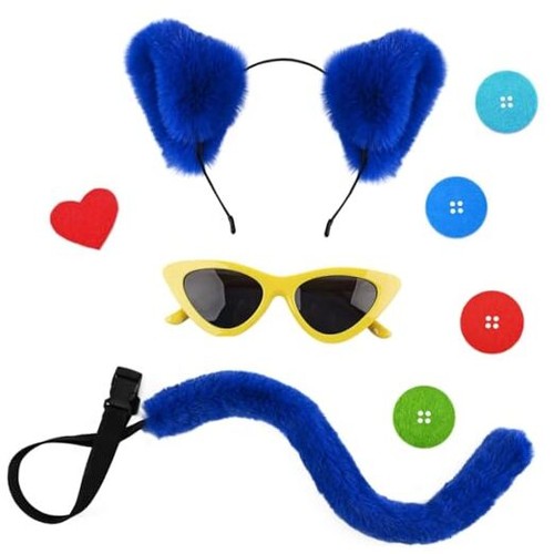 4 Pcs Blue Cat Costume Include Cat Ear Headband,Fur Tail,Sticker and | eBay