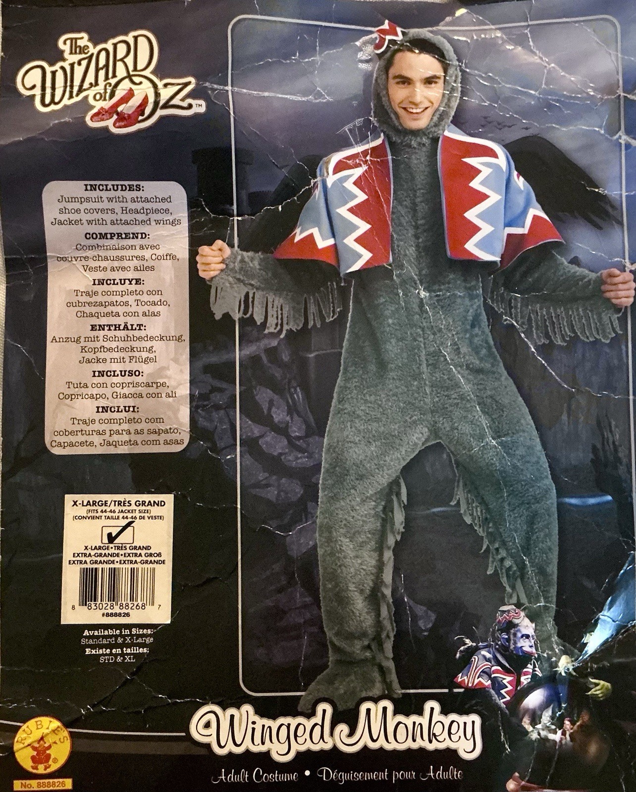 Wizard Of Oz XL Winged Monkey Adult Costume - Gem