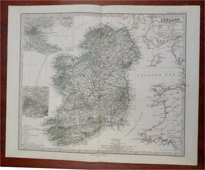 Pre-1900 - County Ireland 1885 Map Railroads Parishes