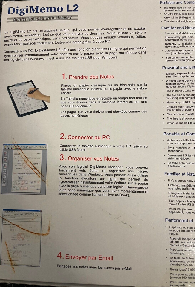 Acecad DigiMemo L2 Letter Size Digital Notepad /w Pen Manual Software ...