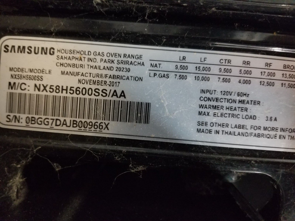 Genuine SAMSUNG Gas Range Oven, Touch Panel Assy # DG34-00027B DE92 ...