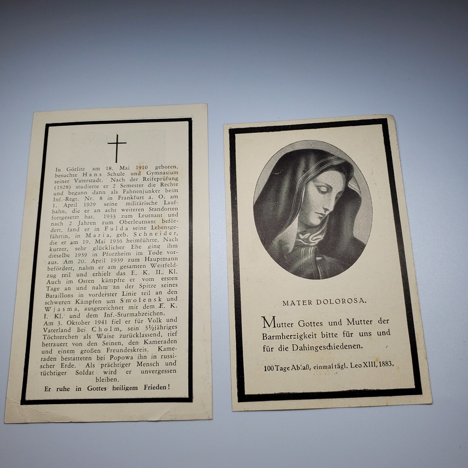 Original German WW2 WWII Death Card EK1 EK2 Stalingrad Western front ...