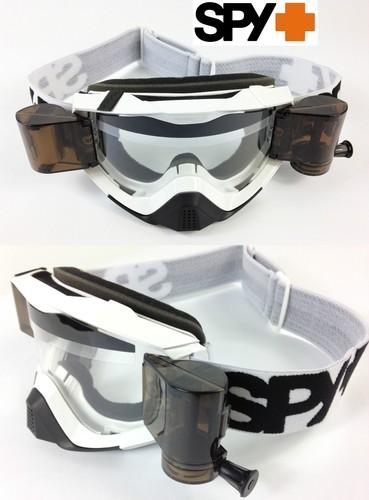 SPY OPTICS KLUTCH MOTOCROSS MX GOGGLES WHITE with GSVS ROLL OFFS SMOKE ...