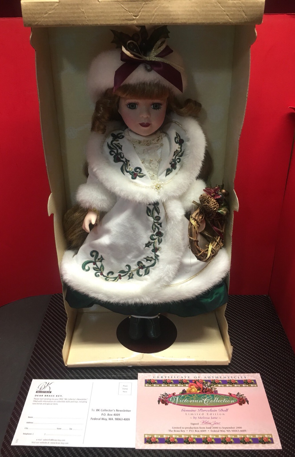 Vintage 1998 BRASS KEY Victorian Collection 16" Porcelain Doll Melissa ...