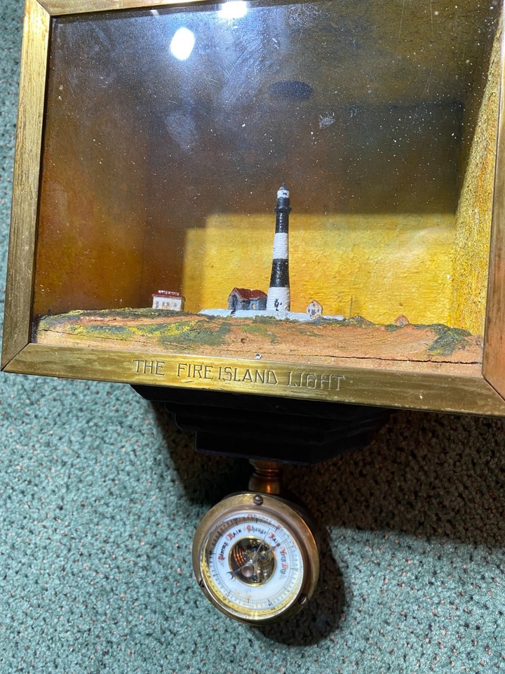C1920 FIRE ISLAND, LONG ISLAND Folk Art Diorama Clock Barometer UNIQUE ...