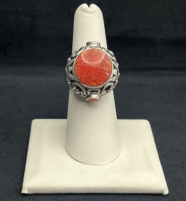 Large Modern Bohemian Ornate Round Cut Red Jasper Sterling Silver Ring ...
