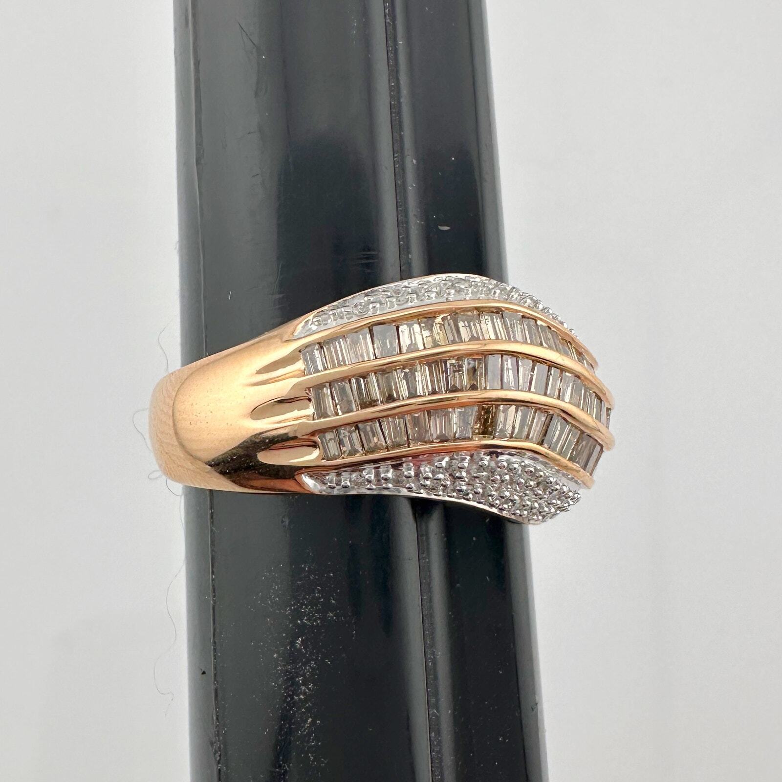 Beautiful 1.00 Carat Chocolate Diamond Baguette Tidal Wave Ring SIze 8 | eBay