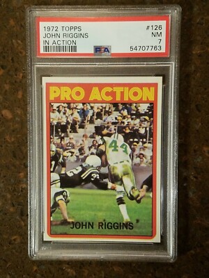 1972 TOPPS #126 JOHN RIGGINS IA PSA 7 NM-MT PRO IN ACTION KU JAYHAWKS ...
