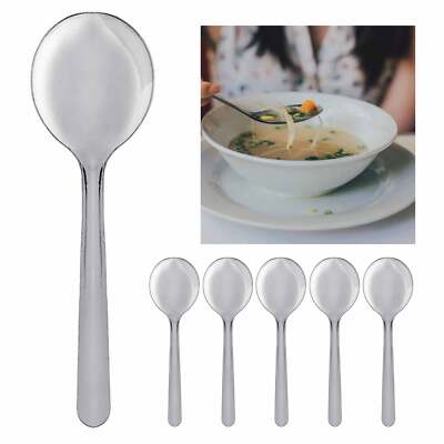 6 Pc Windsor Bouillon Spoon Round Soup Spoons Dinner Stainless Steel ...