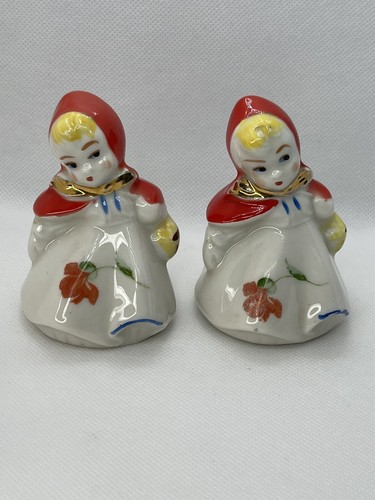 Vintage Ceramic Little Red Riding Hood Salt & Pepper Shaker Set Hull ...