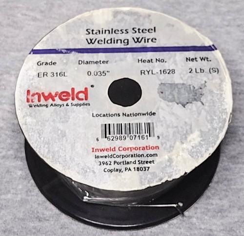 INWELD STAINLESS STEEL WELDING WIRE 2lb. SPOOL .035" ER 316L RYL-1628 ...