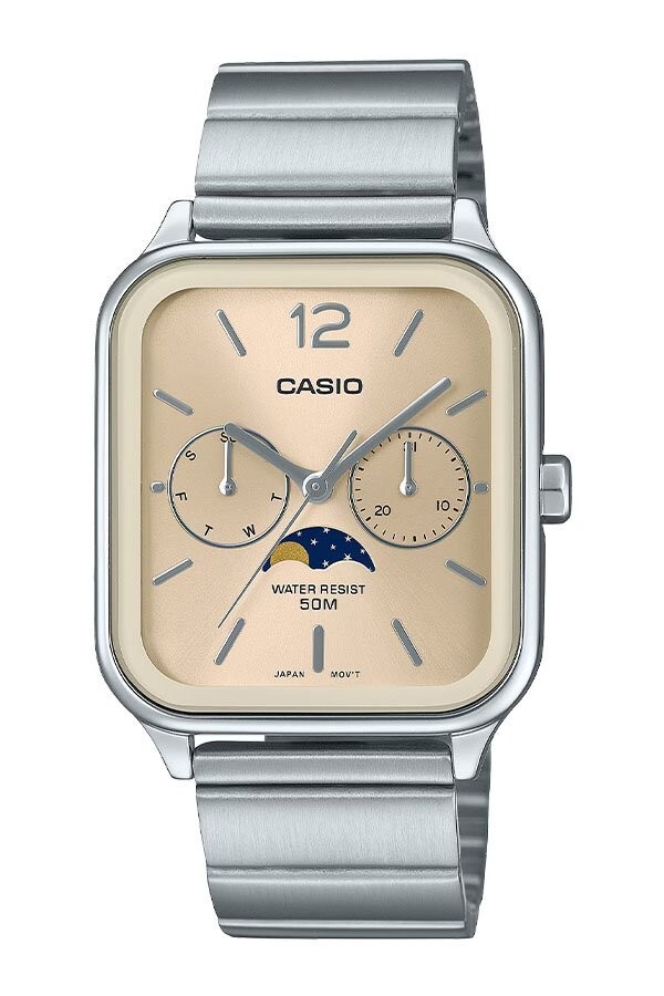 Casio MTP-M305D-9A Cream Analog Moon Phase Classic Lunar Design Men's ...