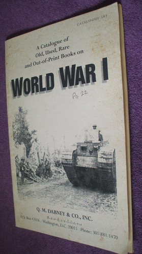WORLD WAR I Rare Used BOOKS Catalog #543 Q.M. Dabney & Co 1999 | eBay