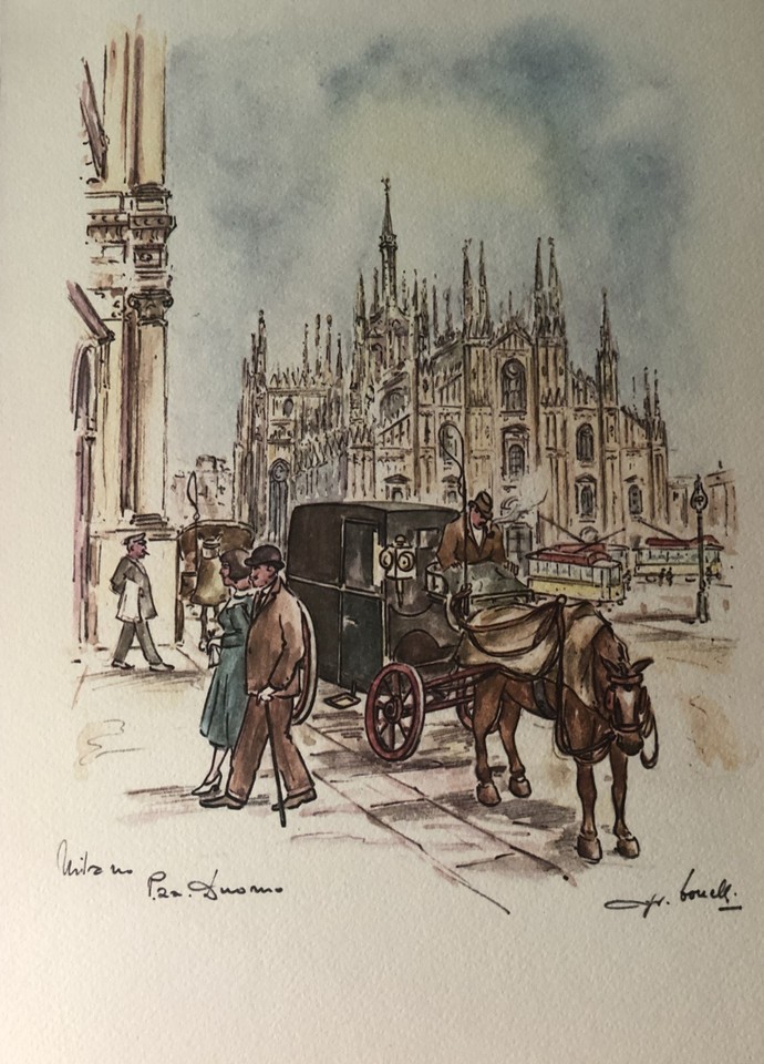 SEVERINO PAGANI "NOSTALGIA DI MILANO ", ACQUARELLI DI OSVALDO BONELLI ...