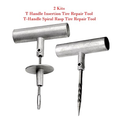 2 Kits Tire Plug Probe Tool Spiral Rasp & Split Needle T Handle ...