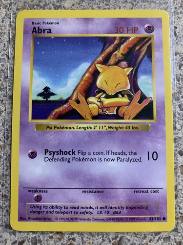 Pokémon TCG Abra Base Set 43/102 Regular Shadowless Common | eBay