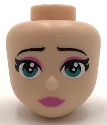 Lego New Light Nougat Minifigure Head Friends w/ Turquoise Eyes Pink ...