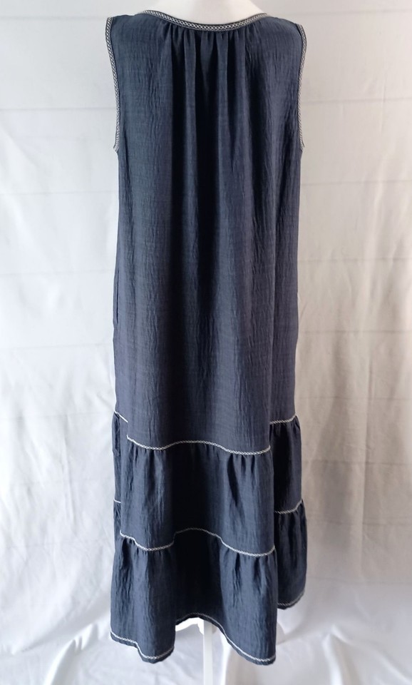 Max Studio Indigo Blue Sleeveless Split Maxi Dress Women Size L NWOT | eBay